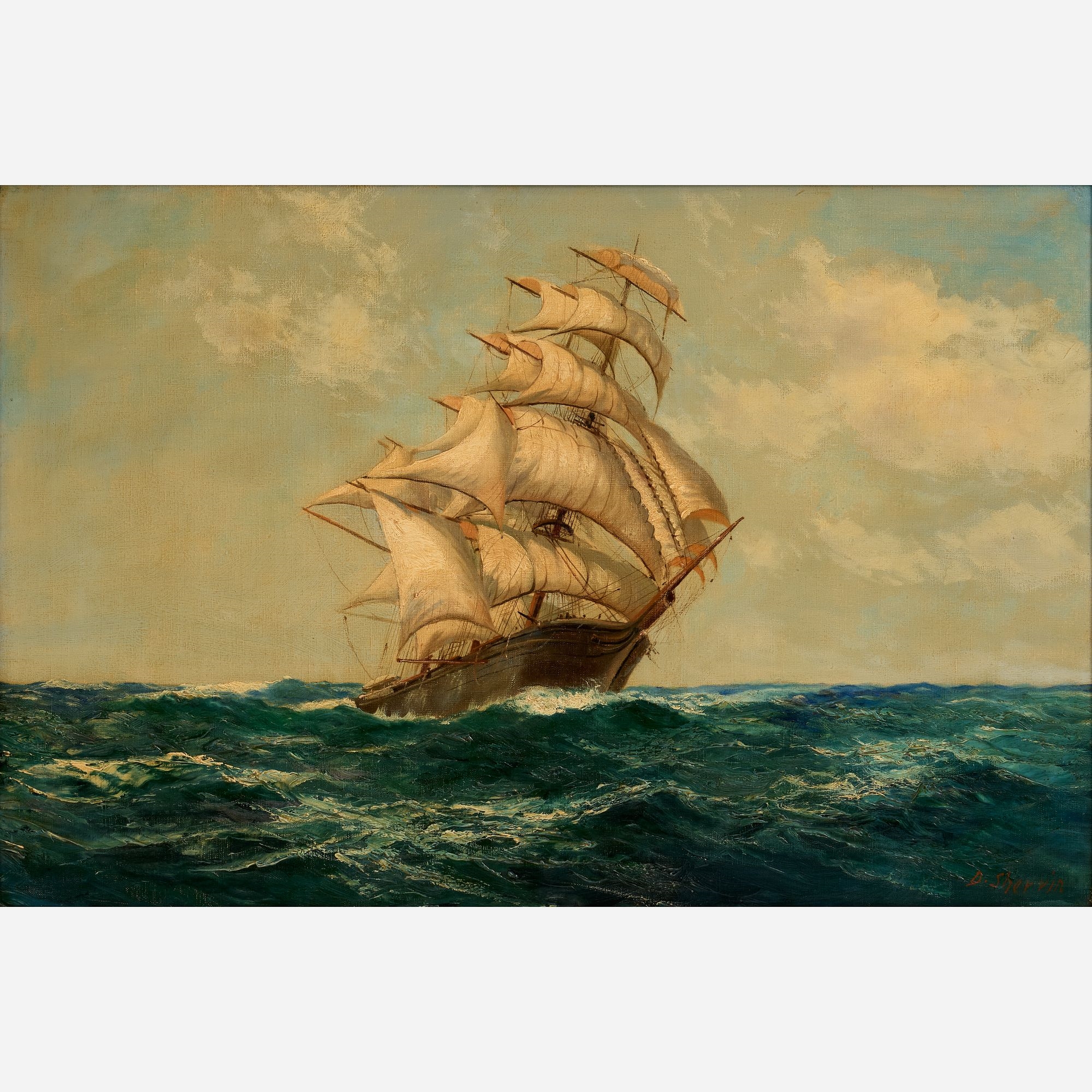 Daniel Sherrin | Daniel Sherrin Clipper Ship at Sail (Oil ca. 1939 ...