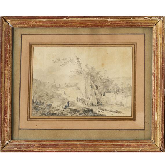 Louis Gabriel Moreau | Figures in landscape with walls and covered ...
