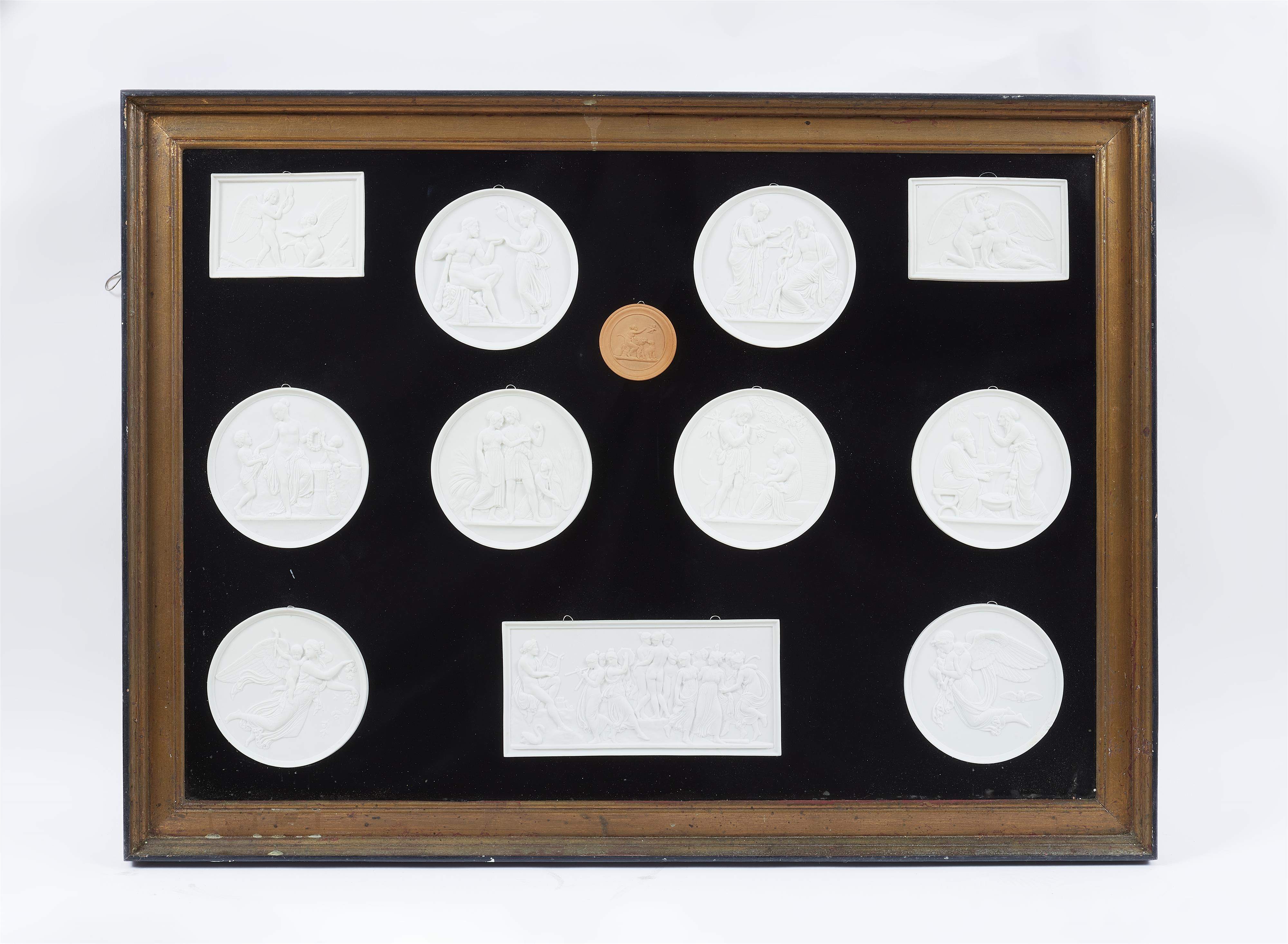 Thorvaldsen Bertel | Two frames with 25 porcelain reliefs by Bertel ...