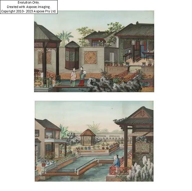 Tingqua | Six scenes taken in Canton: Lamqua's studio; Howqua's garden ...