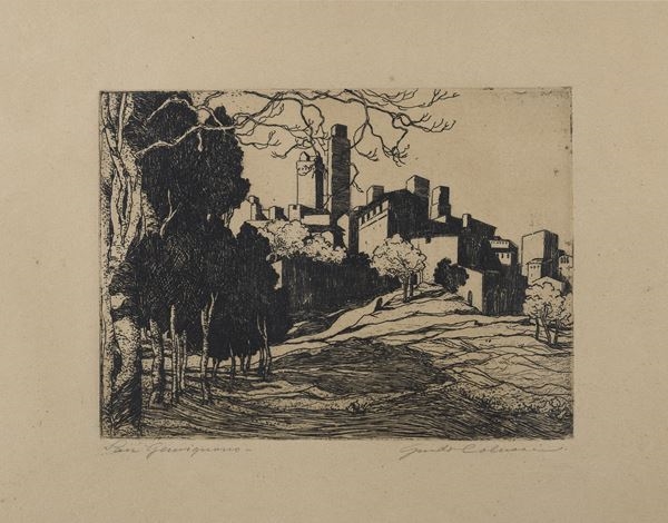 Guido Colucci | INCISIONE SAN GIMIGNANO DI GUIDO COLUCCI (1877) | MutualArt
