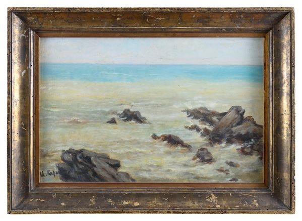 Ulisse Caputo | DIPINTO MARINA DI ULISSE CAPUTO (1872) | MutualArt