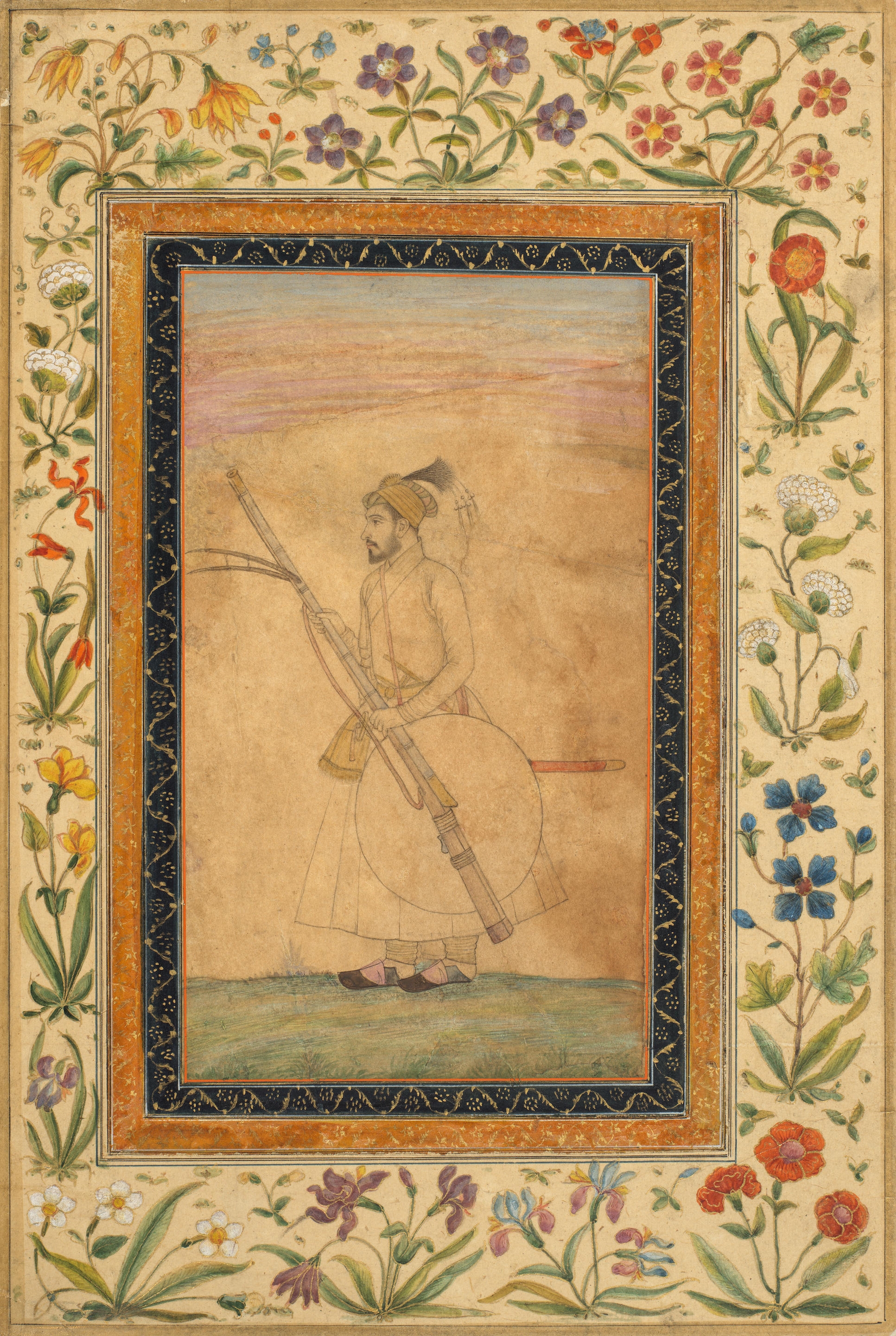Delhi School, 18th Century | A Mughal prince standing in a landscape ...