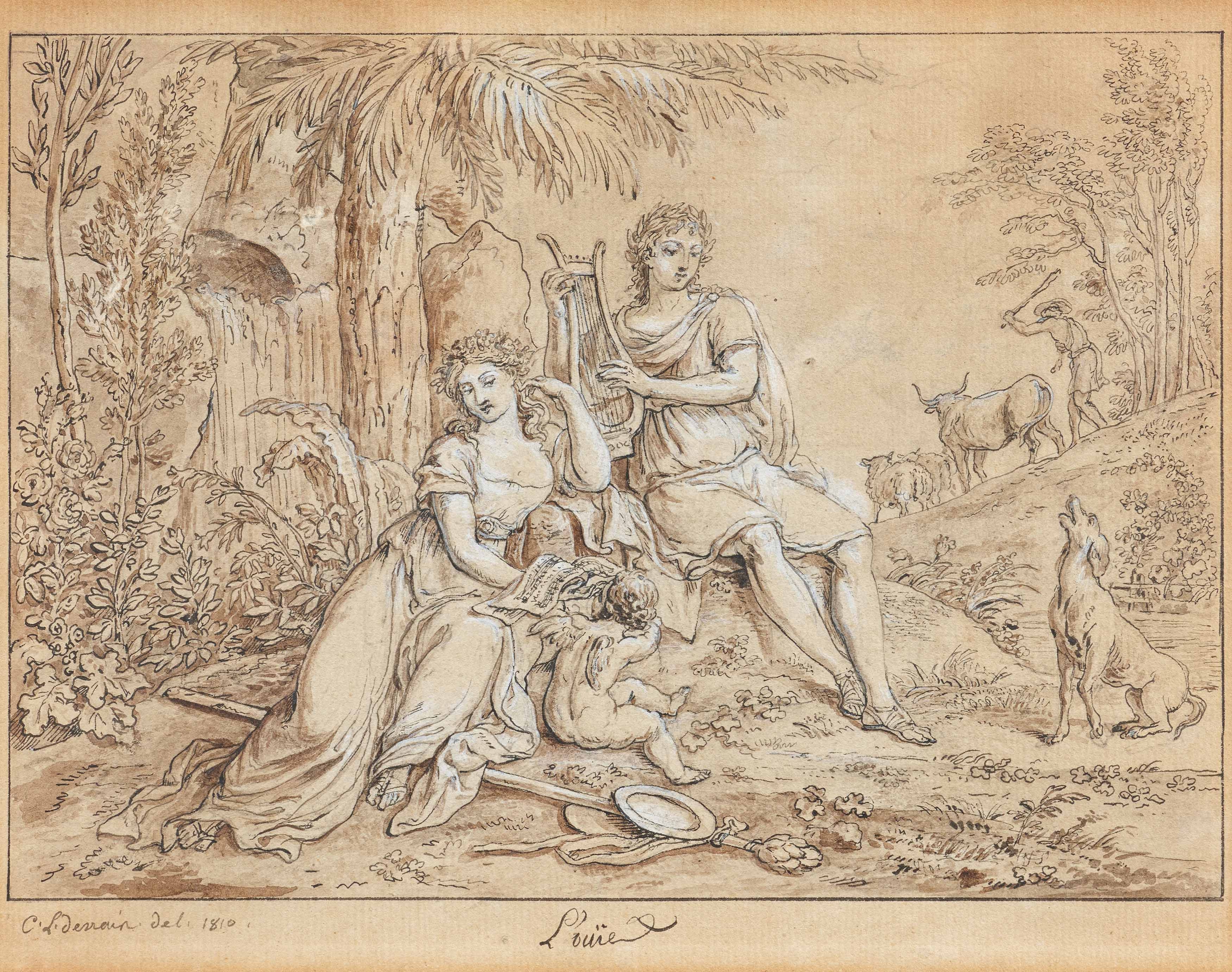 Claude Louis Desrais | Six Drawings: Depiction of the Six Senses (1810 ...