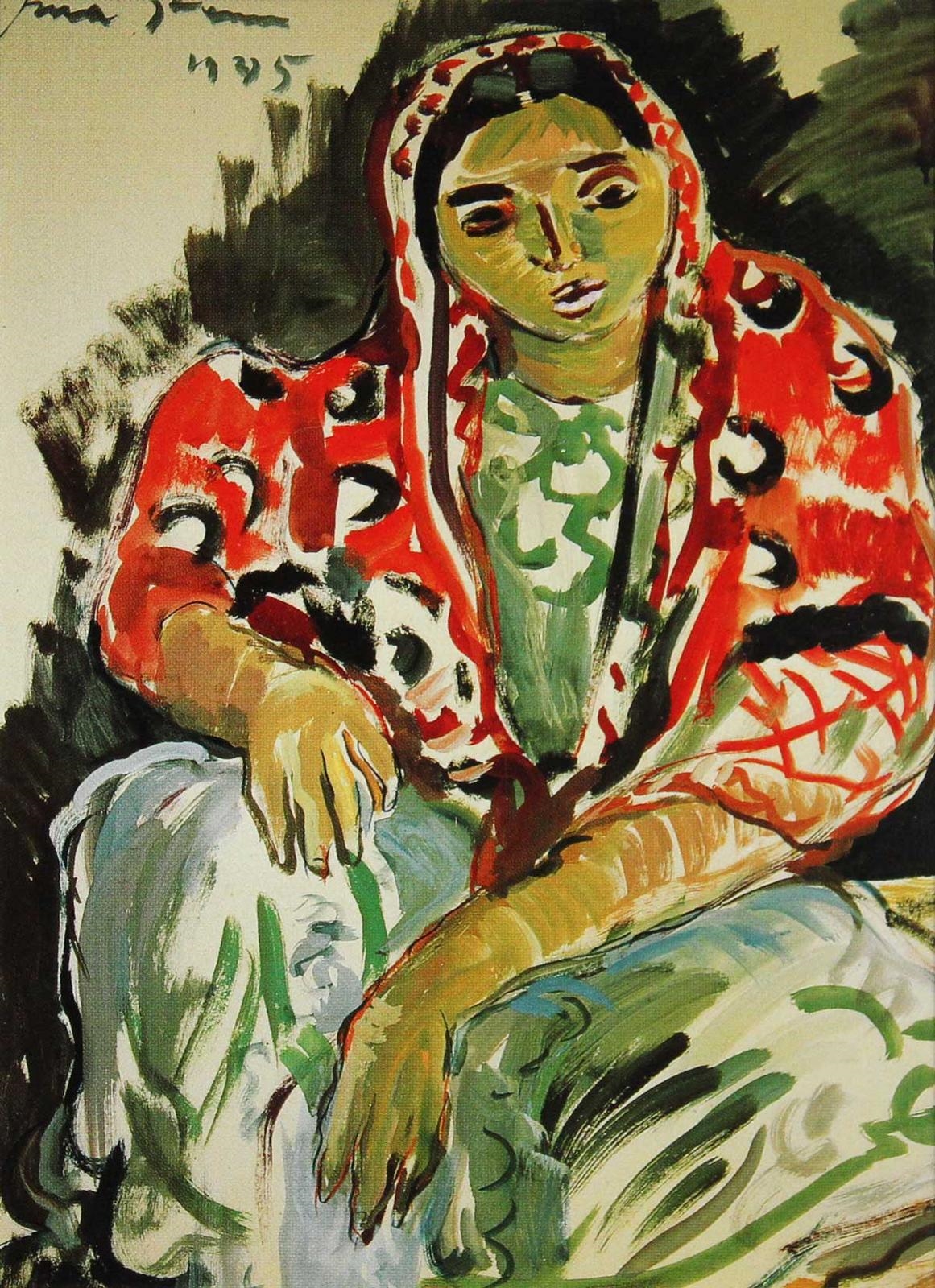 Irma Stern | WOMAN WITH A HIBISCUS (1956) | MutualArt