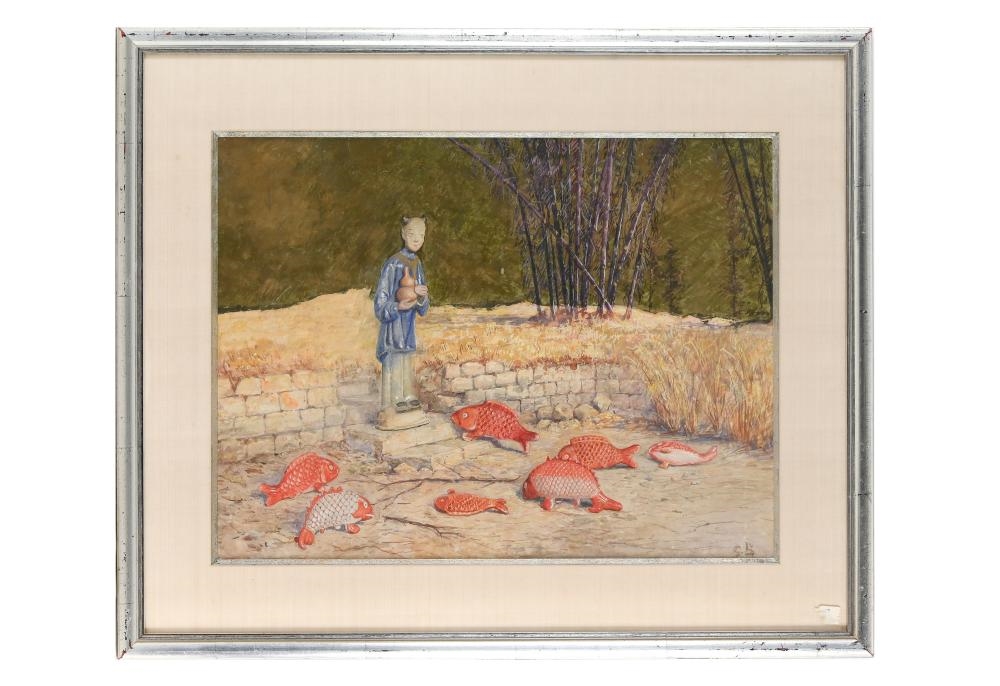 Gustave Bettinger | Gustave Bettinger (1857-1934) 'Fish in an empty ...