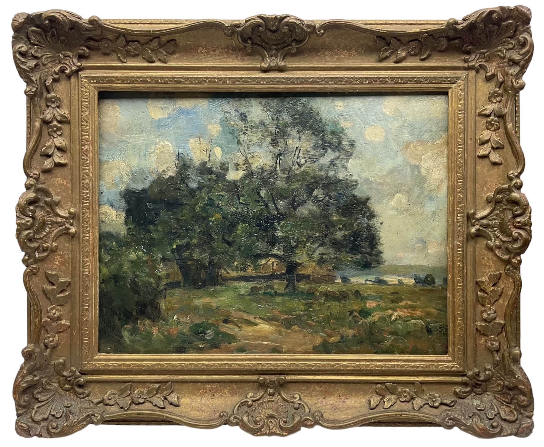 Arthur George Bell | Sheep Grazing in Shade in Impressionist Landscape ...