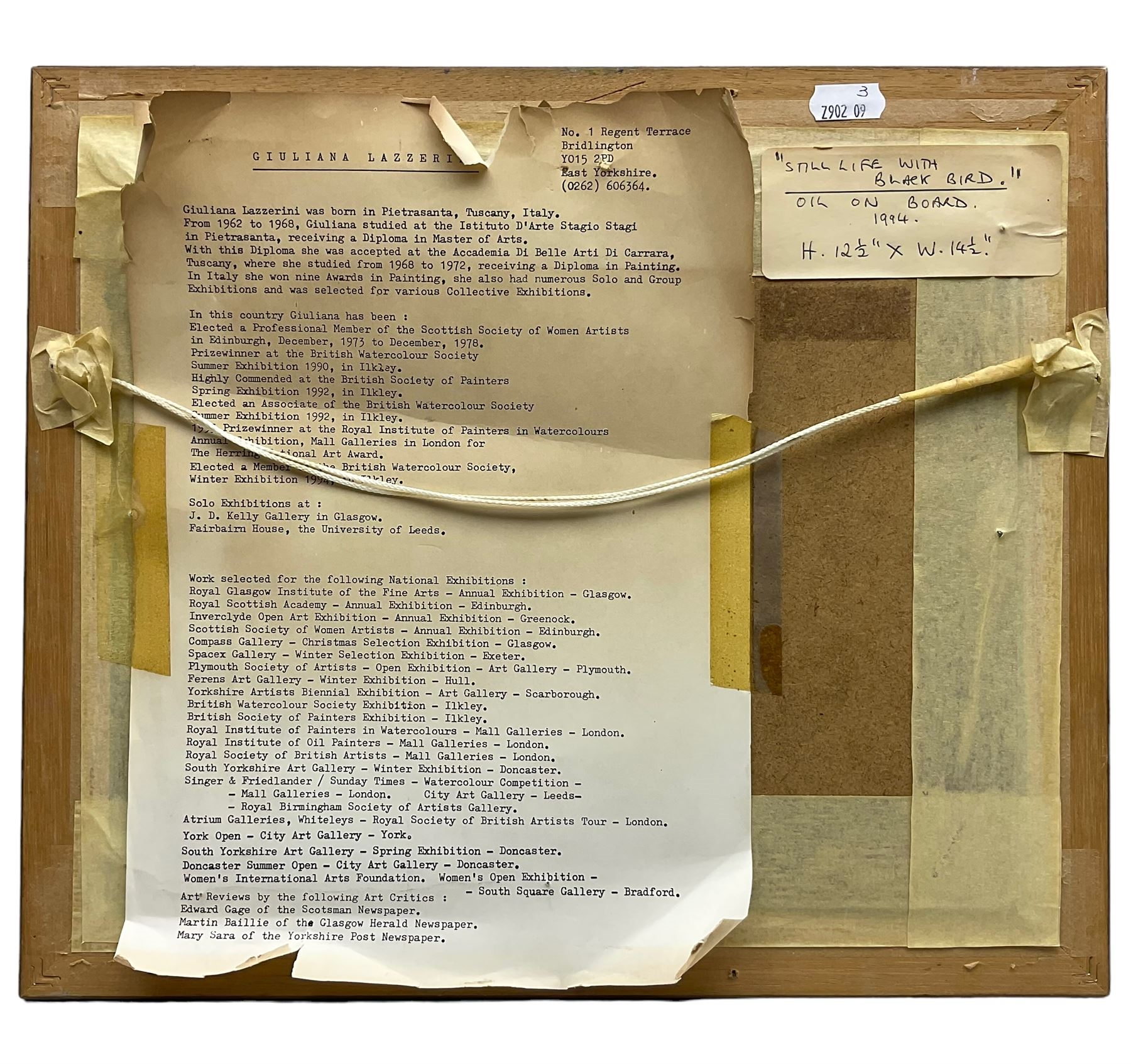 Giuliana Lazzerini | Still Life with Black Bird (1994) | MutualArt