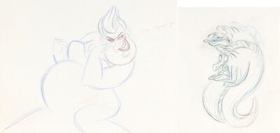 Disney Walt | The Little Mermaid Ursula Animation Drawing Group of 4 ...