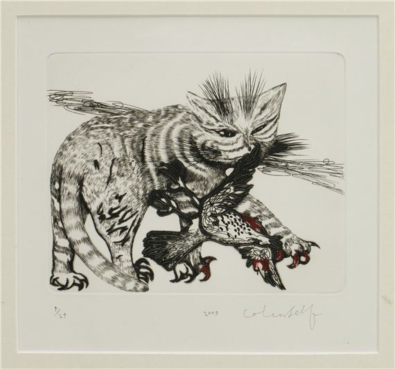 Colin Self | Colin Self (b.1941) limited edition etching - The Cat Wins ...