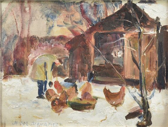 Jean Dryden Alexander | Mrs Martin feeding my Chickens | MutualArt