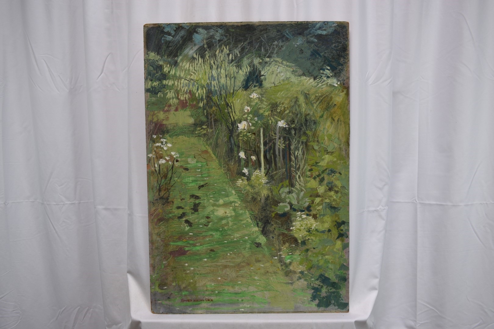 Richard Drew | oil on board - Garden at Newton Abbey | MutualArt