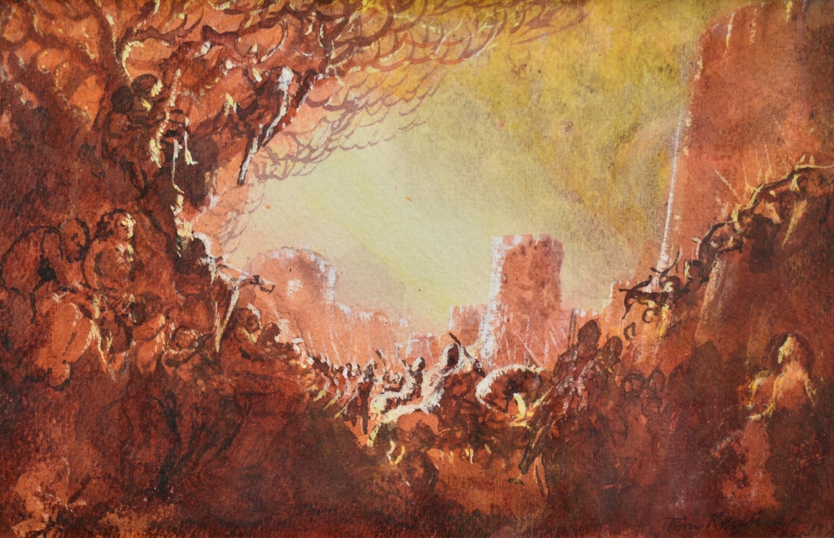 Samuel Palmer | Battle scene in the manner of Samuel Palmer | MutualArt