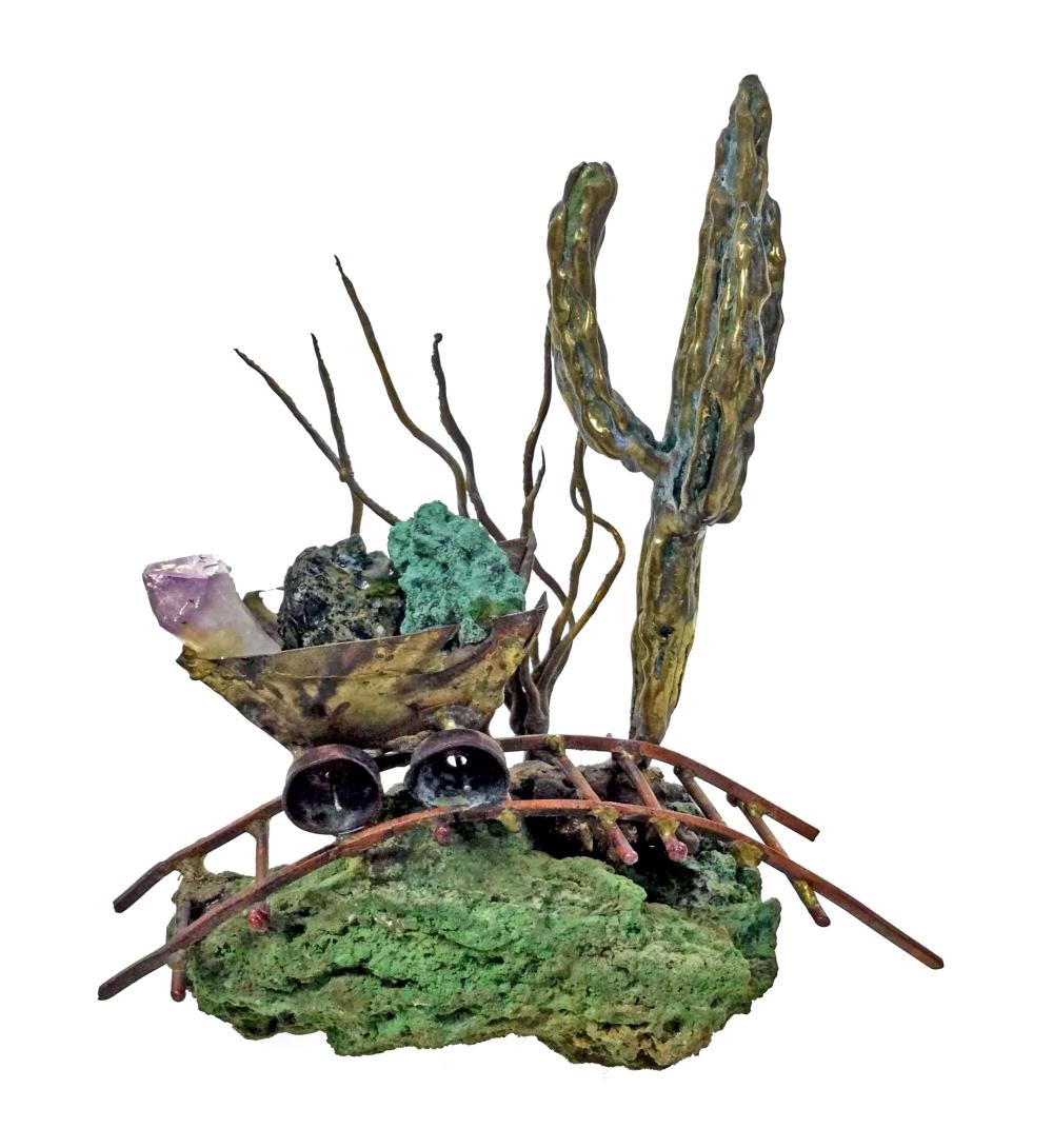 Martin Borja | Martin Borja Brass Mine Cart Sculpture | MutualArt