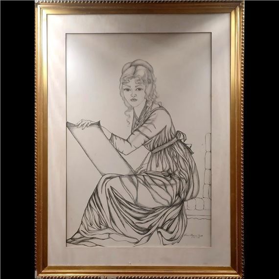 Vivian Bojum Nabb | Large Portrait Ink Drawing Artist Signed Vivian ...