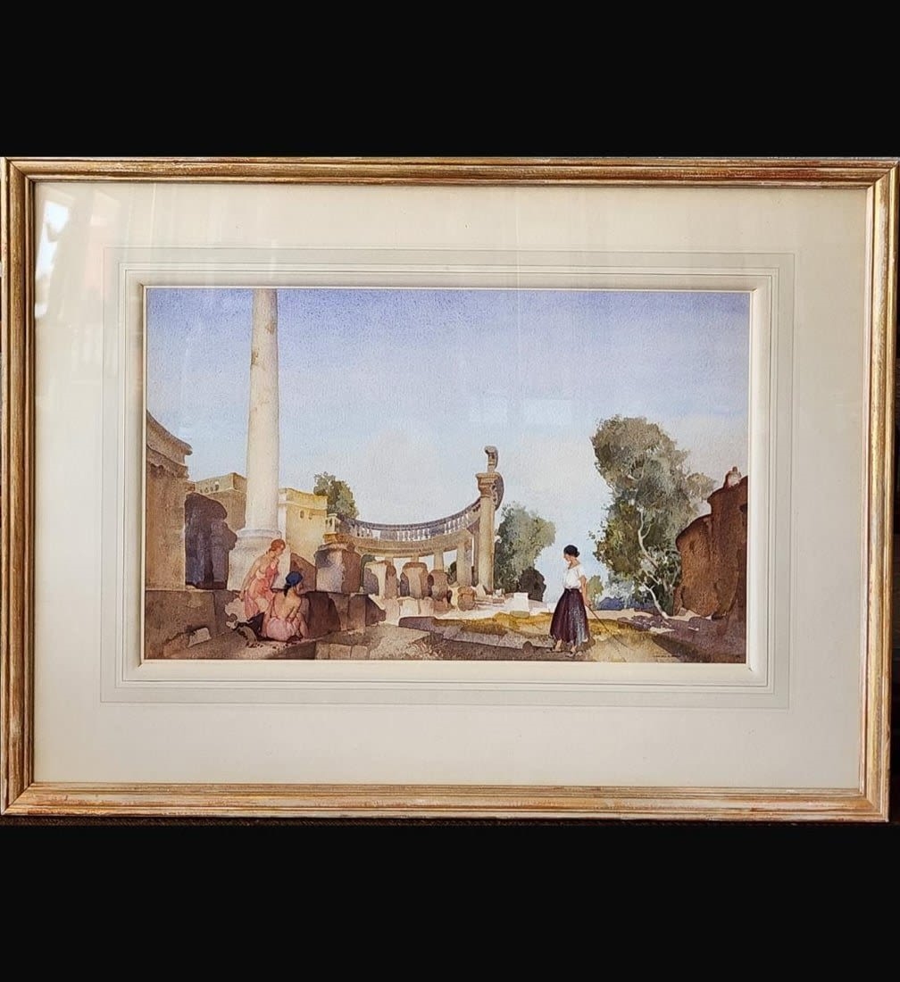 William Russell Flint | washerwomen and gypsies by the ardèche | MutualArt