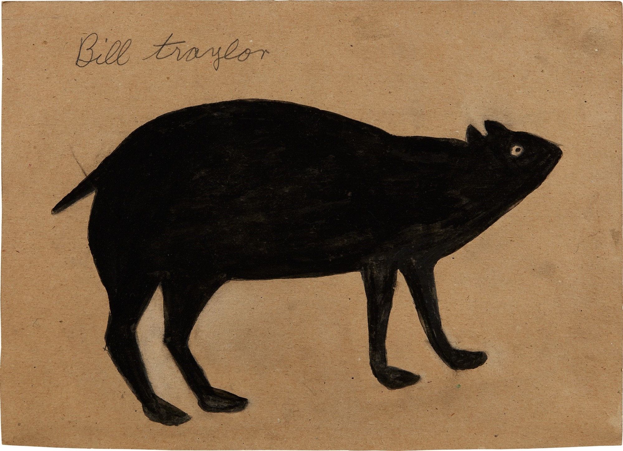 Bill Traylor | Man on White, Woman on Red / Man with Black Dog, double ...