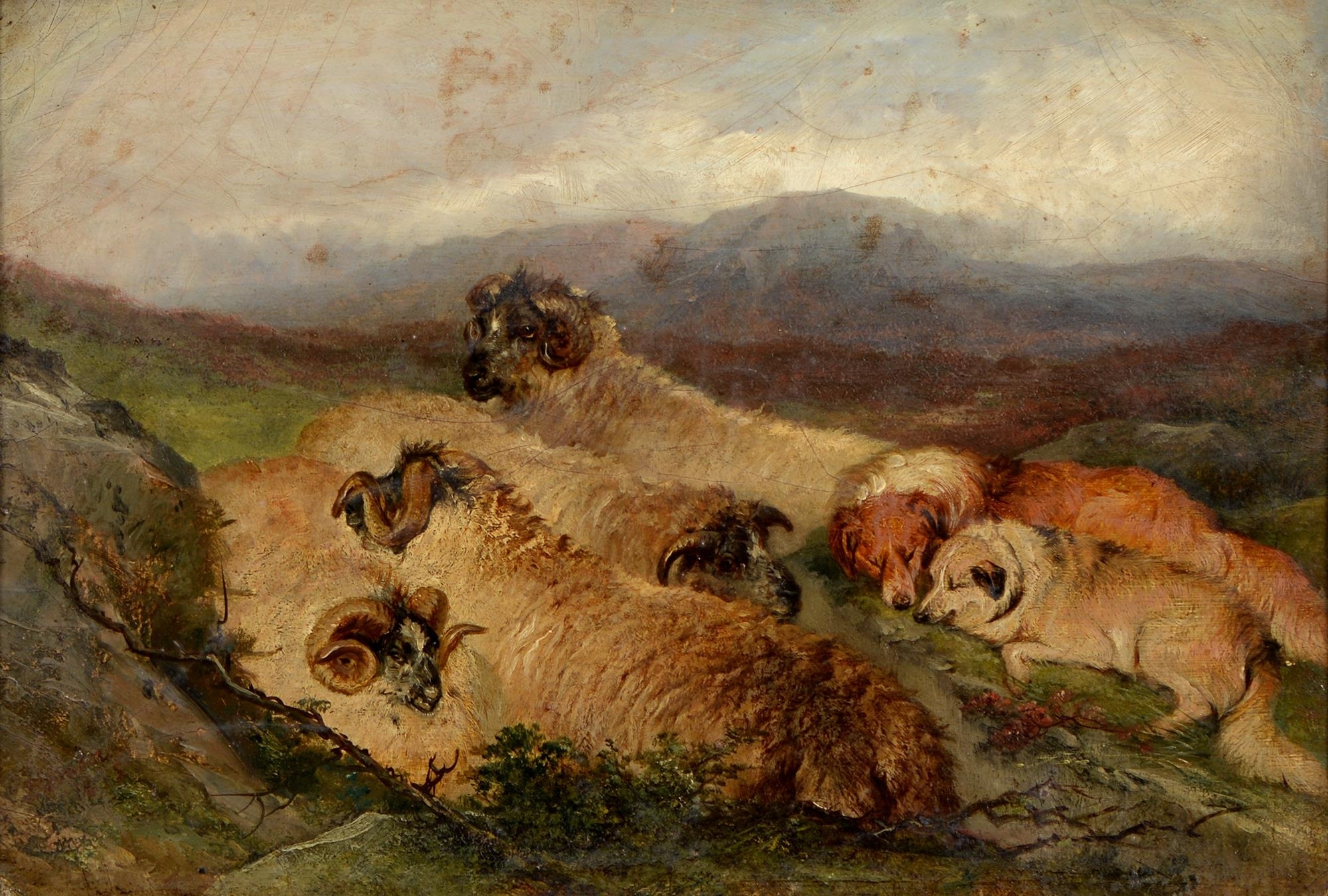 Edwin Landseer | Follower of Sir Edwin Landseer - Sheep and Dogs on a ...
