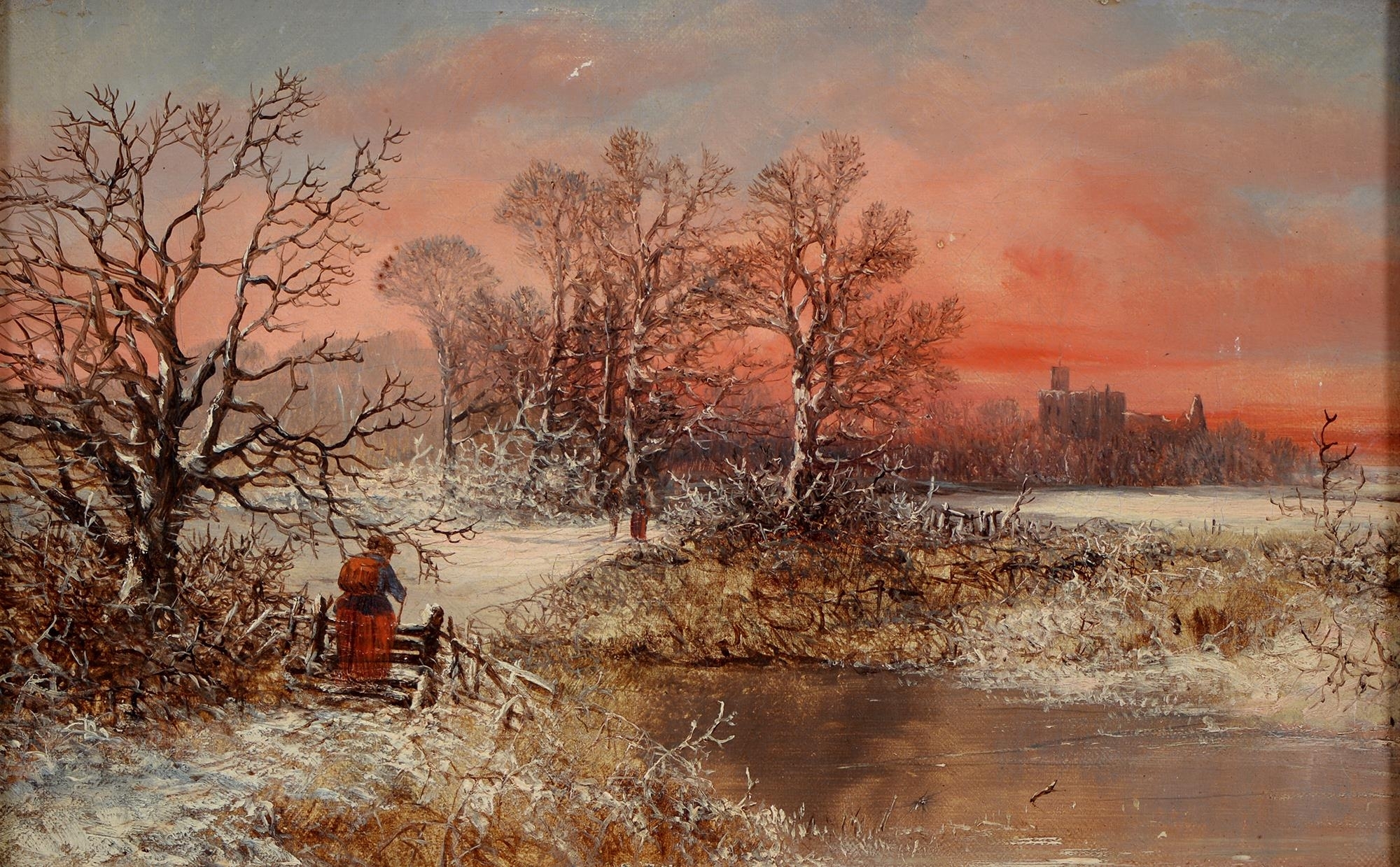 Charles Leaver | A village in Winter (1867) | MutualArt