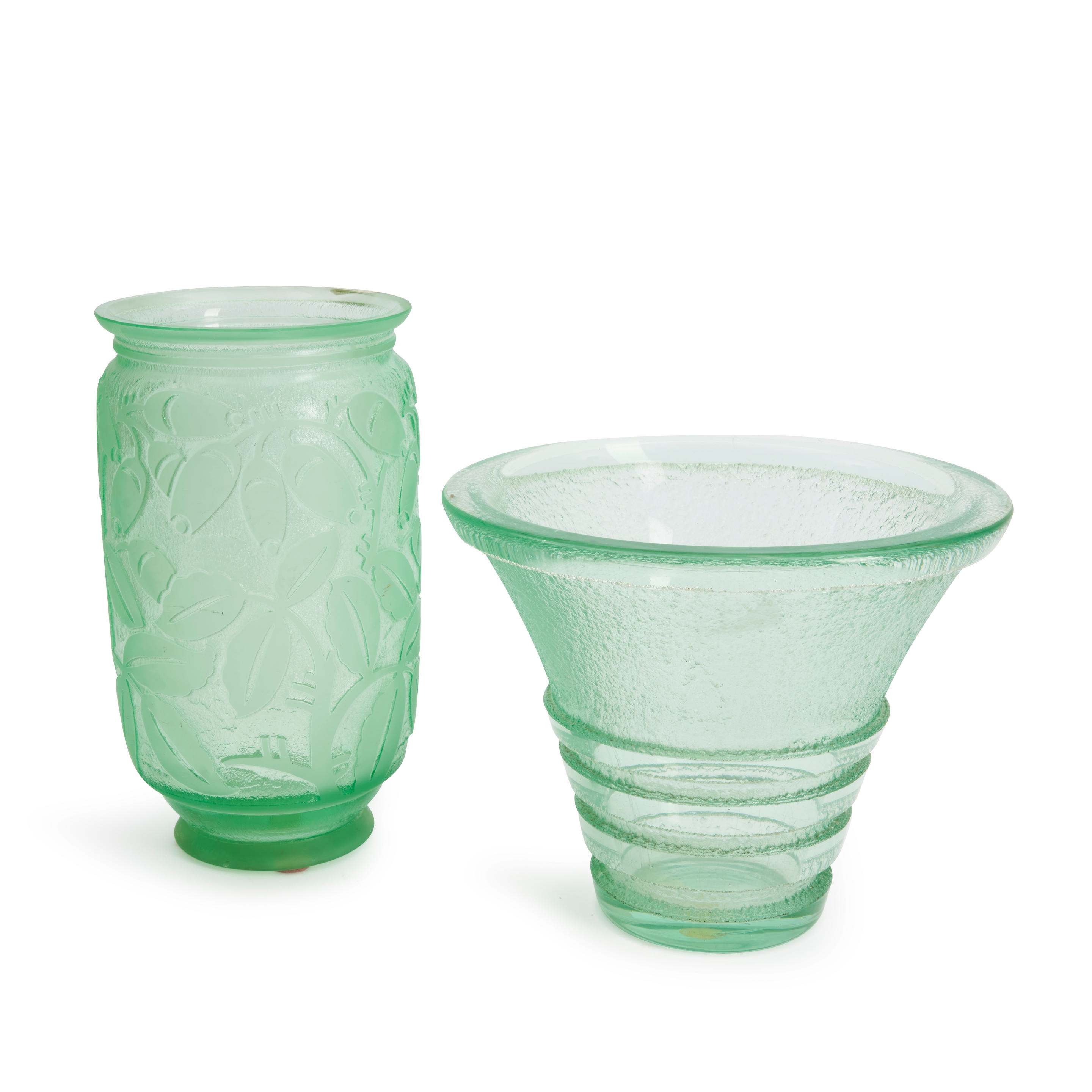 Daum Frères | TWO DAUM ART DECO ACID-ETCHED GLASS VASES, | MutualArt