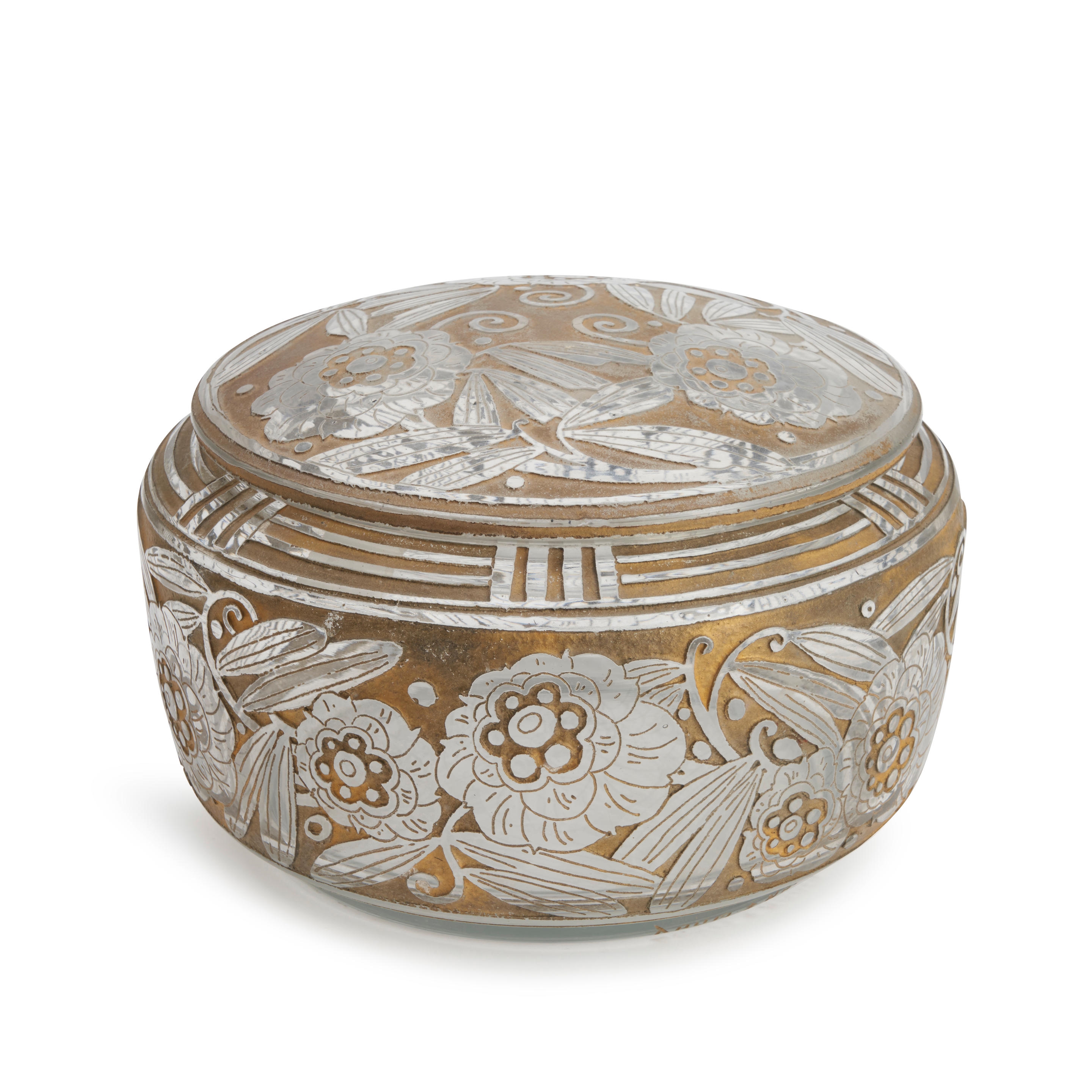 Daum Frères | DAUM ACID-ETCHED AND PATINATED COVERED GLASS BOX, (Circa ...