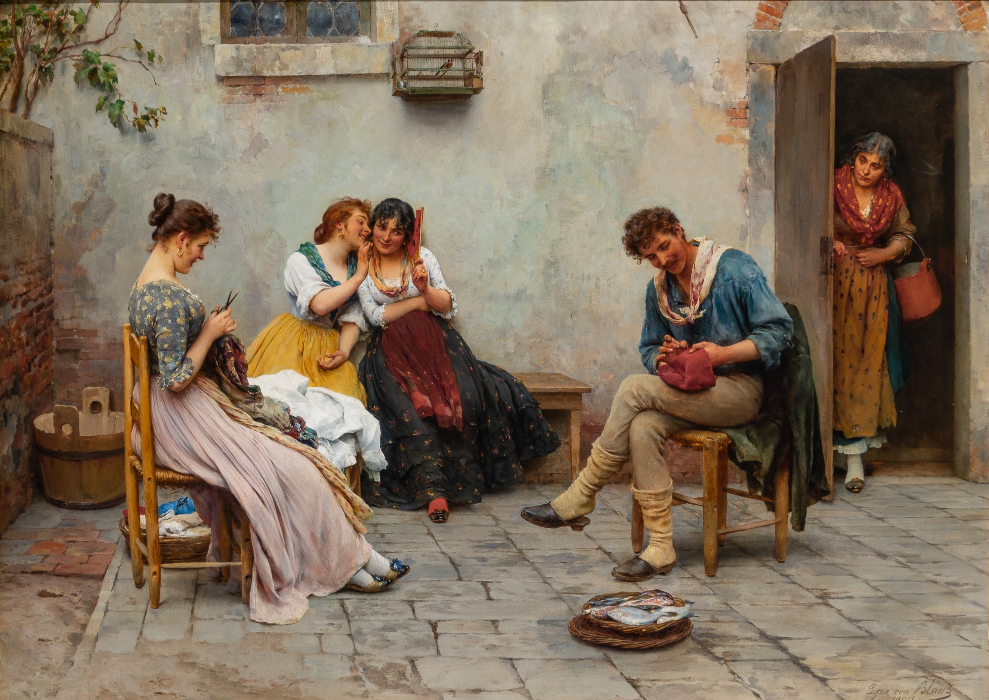 Eugene de Blaas | A Moment of Embarrassment, 1897 (1897) | MutualArt