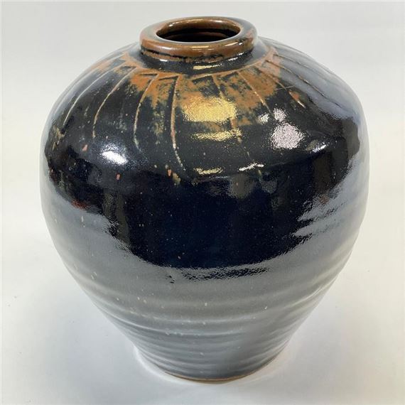 Bernard Howell Leach | Large Bernard Leach Stoneware Vase Tenmoku Type ...