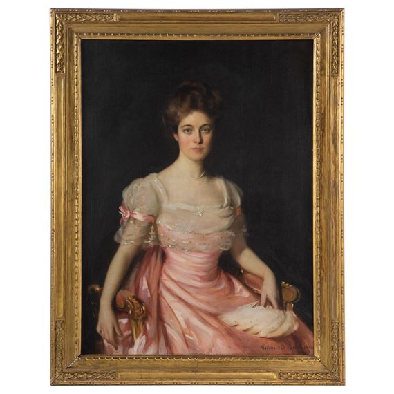 Henry Webster Rice | Portrait of a Lady in Pink (1916) | MutualArt