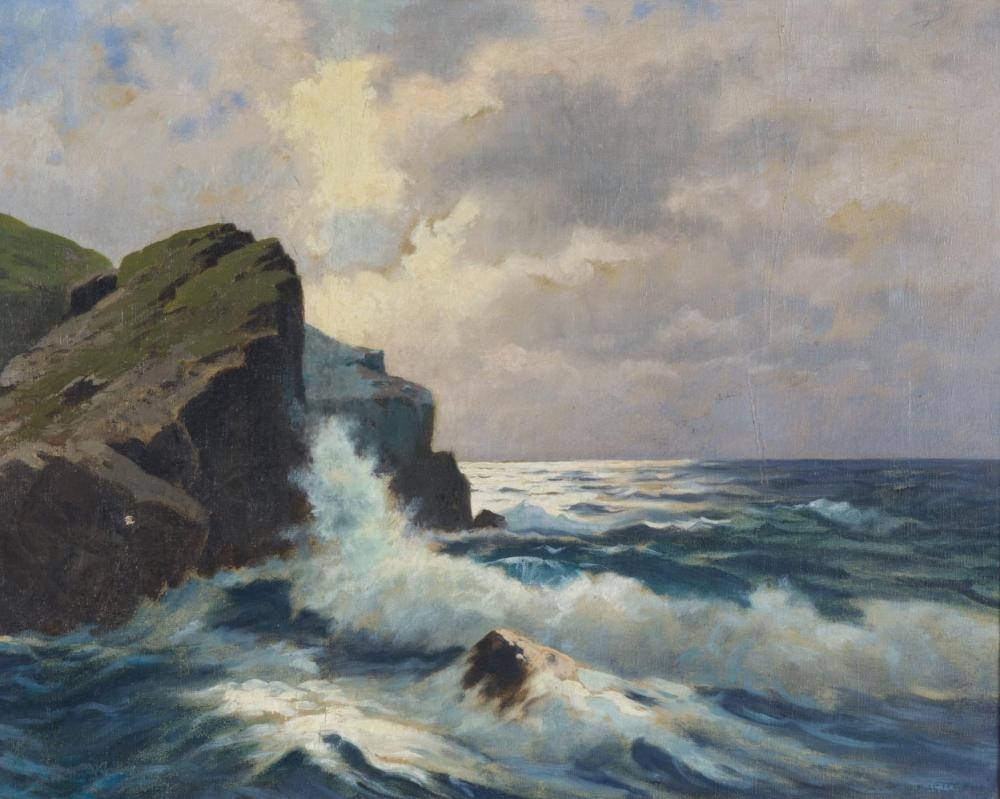 Alfred Thompson Bricher | Rocky Coastal Scene with a View of Passing ...