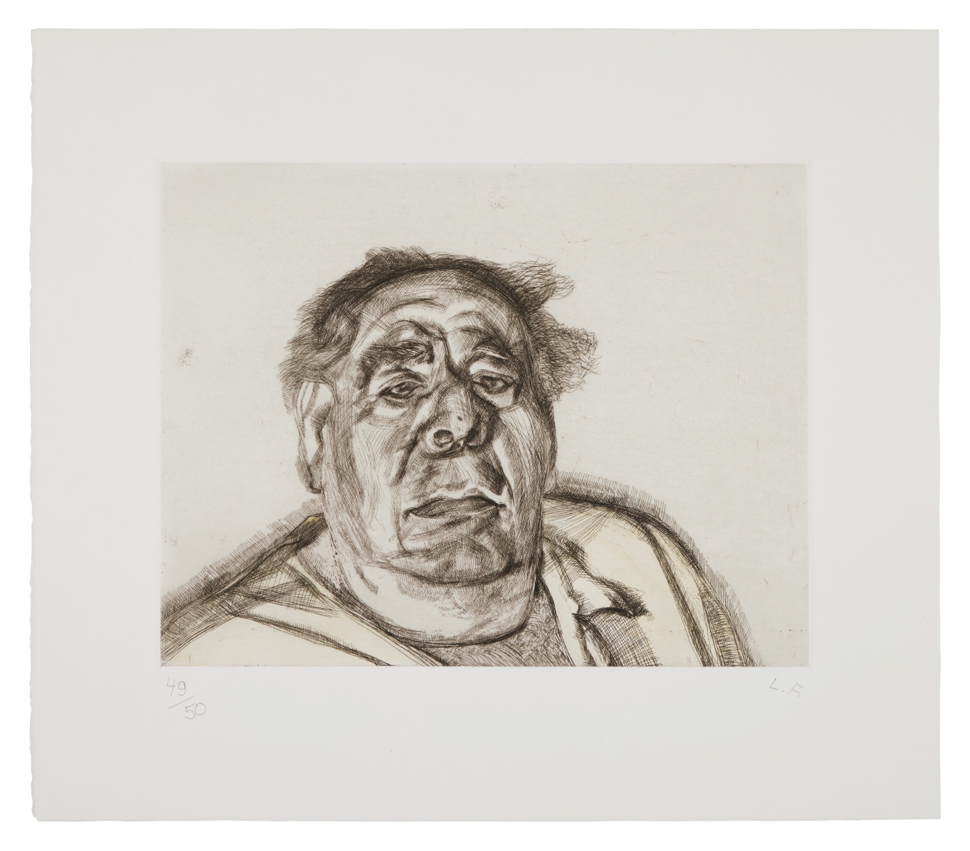 Lucian Freud | Lord Goodman in his Yellow Pajamas (1987) | MutualArt