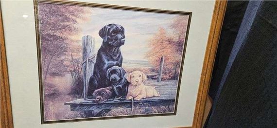 Ruane Manning | 4 Labrador Retriever Hunting Dogs on Dock | MutualArt
