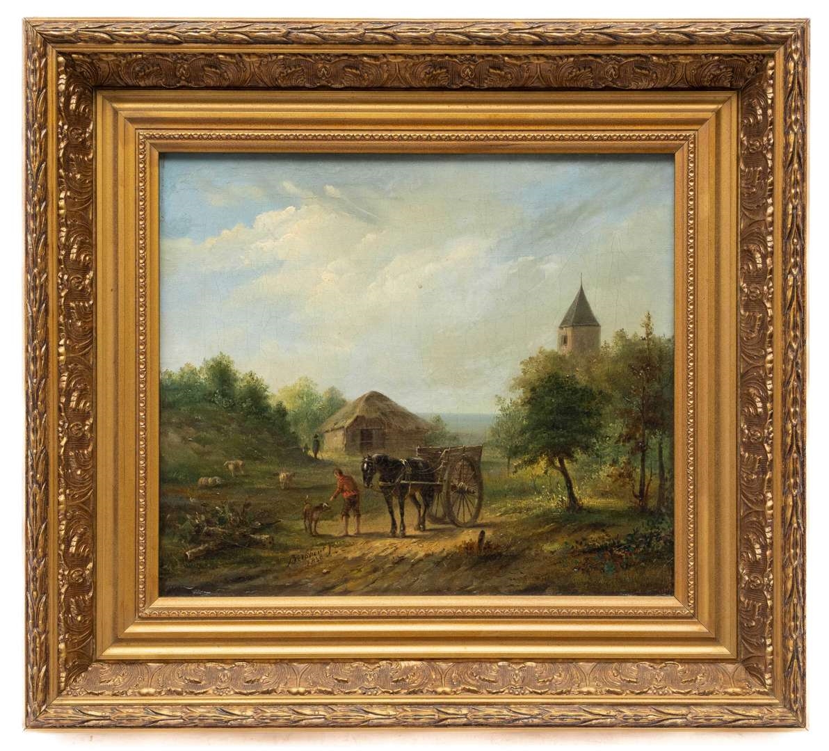 Nicolaus Berkhout | Pastoraal landschap met paard en wagen (1838) | MutualArt