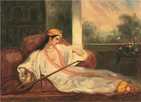 Théodore Chasseriau | Odalisque with lute (saz | MutualArt
