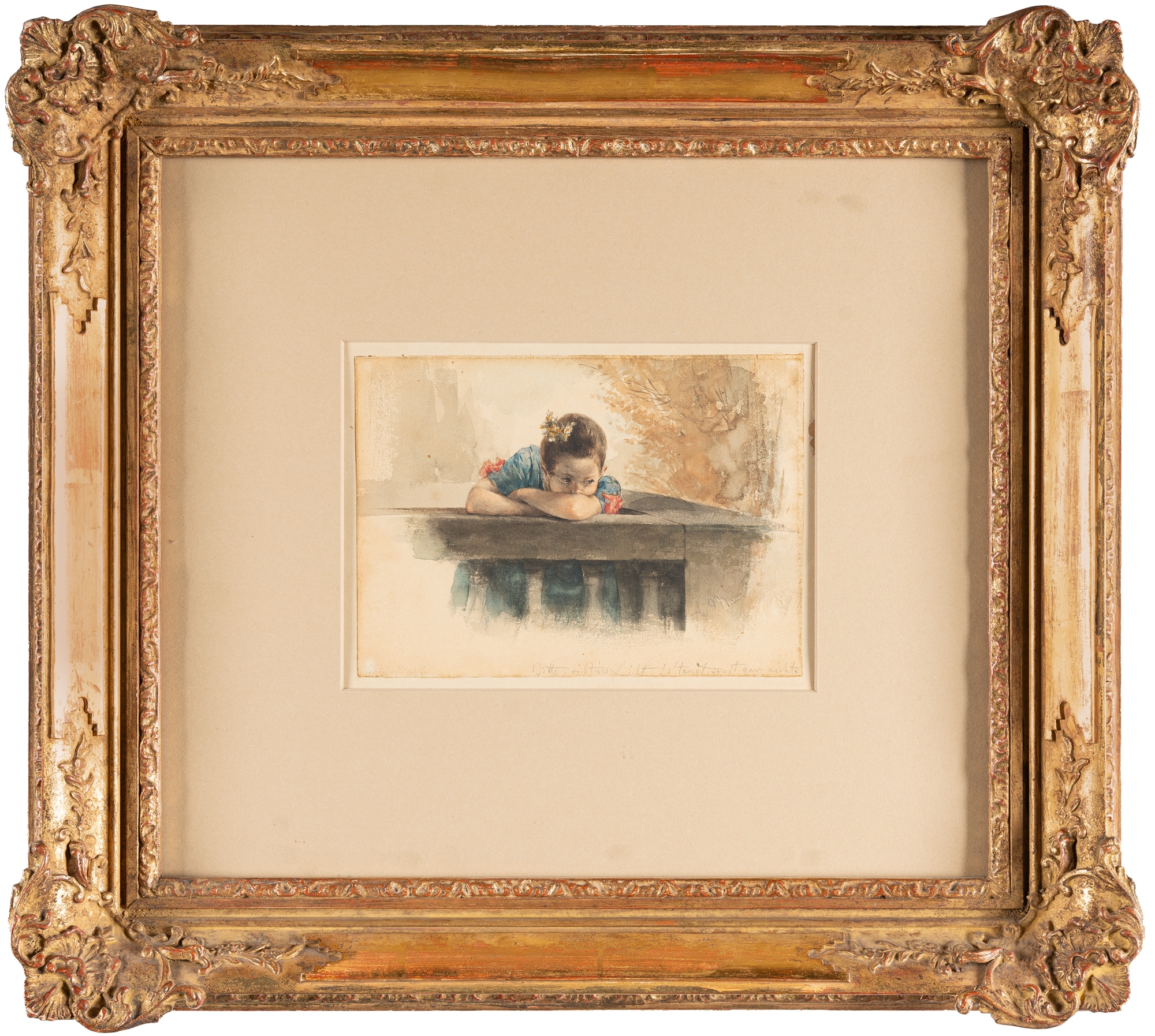 Adolph von Menzel | Girl leaning on a balustrade (1837 - 1838) | MutualArt
