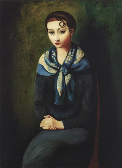 Moïse Kisling | Femme à l’écharpe bleue (1928) | MutualArt