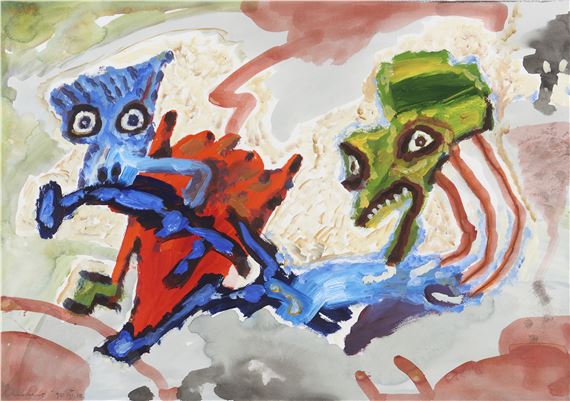 Lucebert | 2 works: (i) Personnage (ii) Untitled (1960 - 1964) | MutualArt