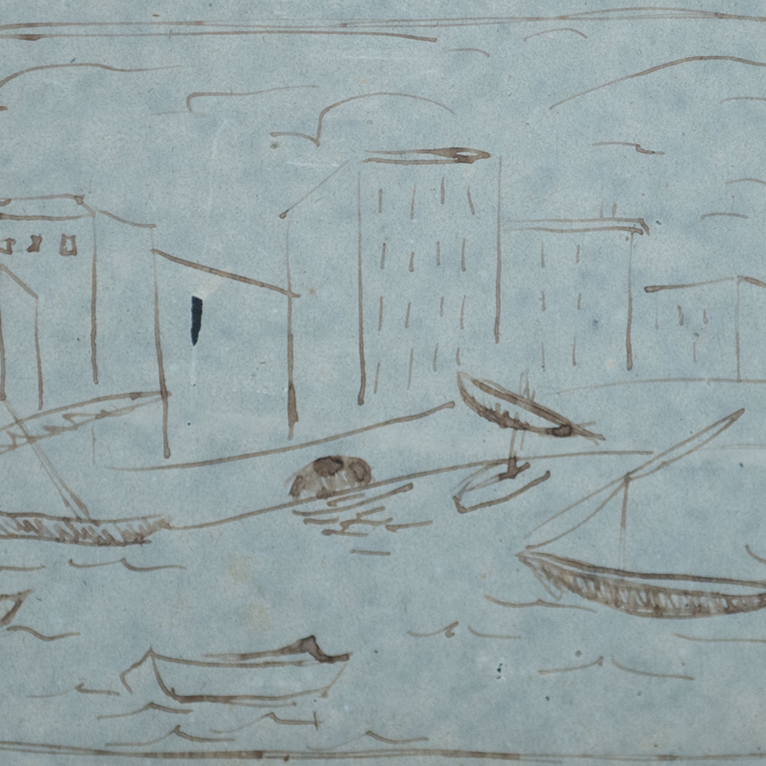 Mario Sironi | Drawing port with boats | MutualArt