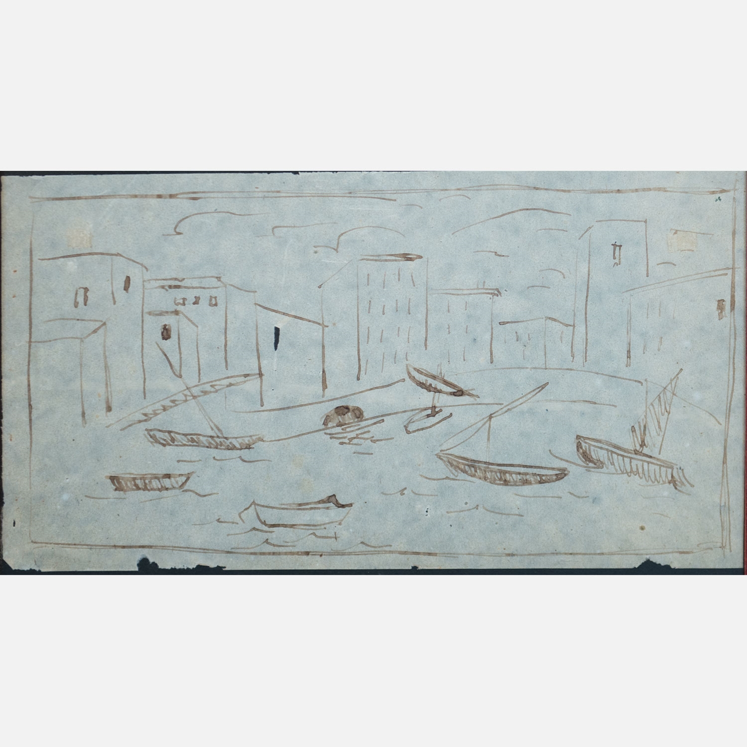 Mario Sironi | Drawing port with boats | MutualArt