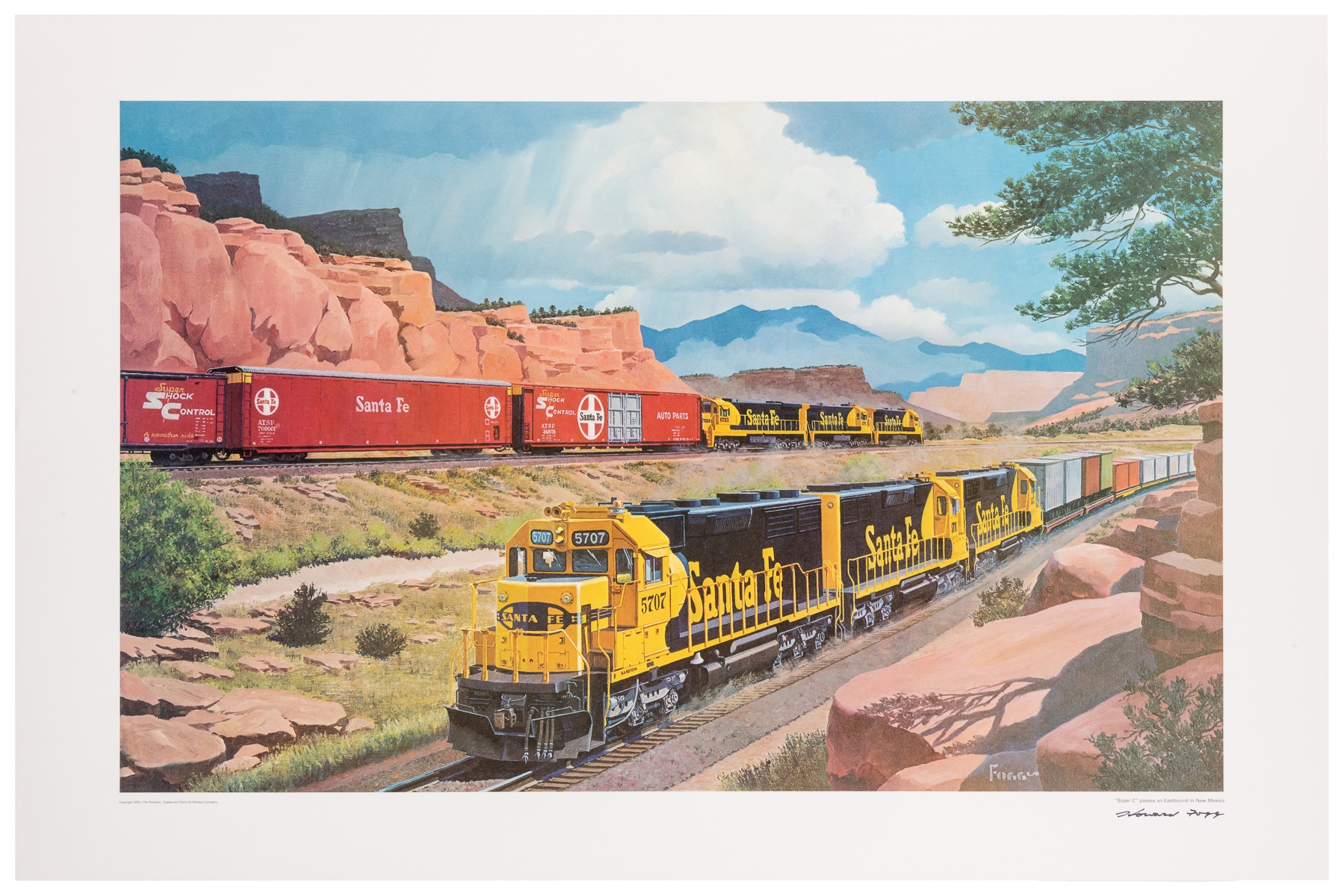 Howard Fogg | (1917 – 1996). Pair of Santa Fe Railway signed prints ...