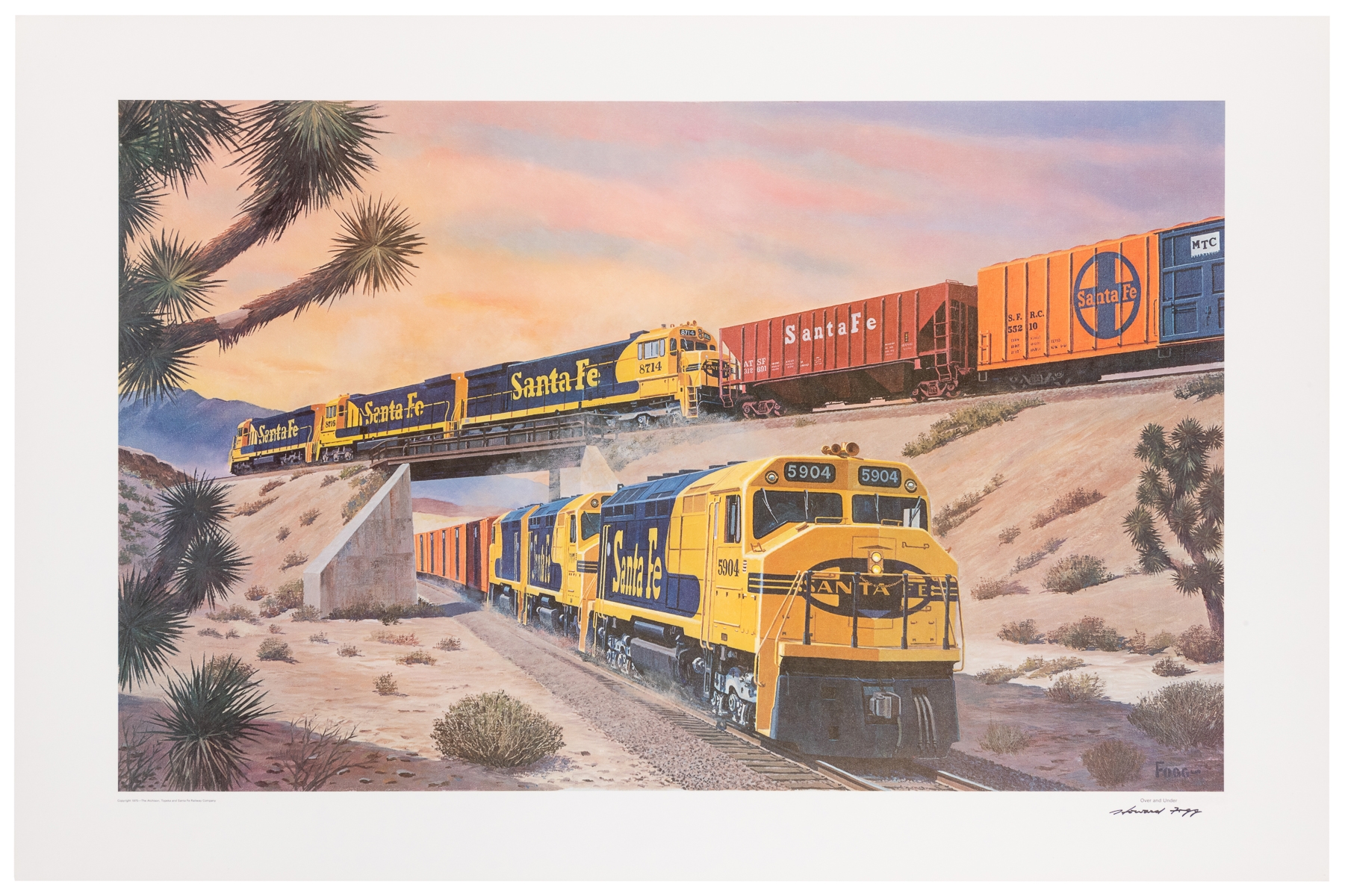 Howard Fogg | (1917 – 1996). Pair of Santa Fe Railway signed prints ...