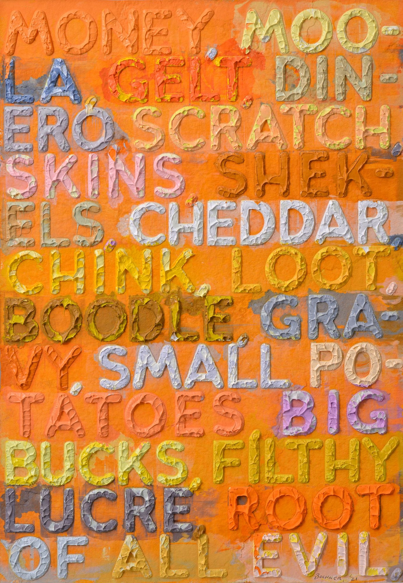 Mel Bochner | Mel Bochner MONEY Monoprint, 30H (2021) | MutualArt