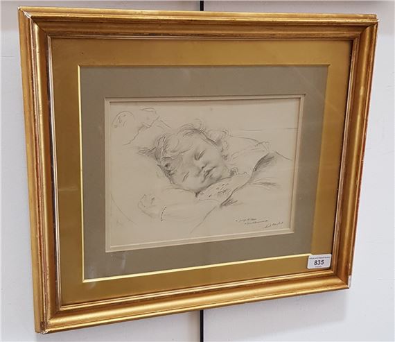 Robert Bouchet | pencil study of a sleeping child (19th Century 20th ...