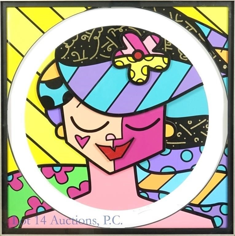 Romero Britto | Romero Britto Framed Pink Face 2008 (2008) | MutualArt