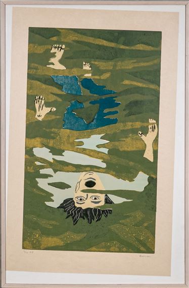 Richard Bosman | Richard Bosman (American, B 1944) Drowning Man Woodcut ...