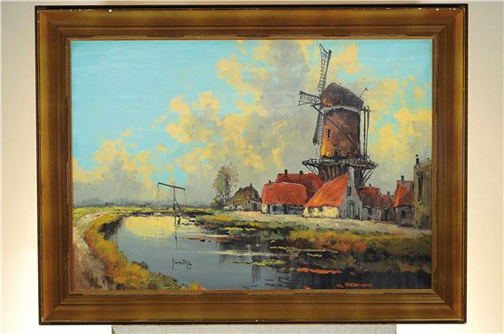 Jos Van Dijk | dutch landscape with canal and windmill (1913 - 2000 ...