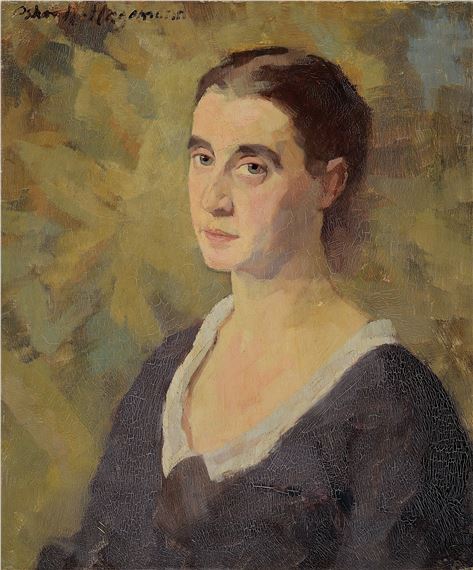 Oskar H. Hagemann | portrait of a woman in three-quarter profile (1888) | MutualArt