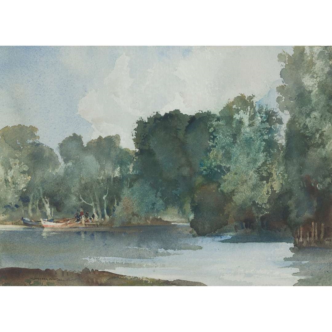 William Russell Flint | A LITTLE BEACH ON THE SEINE | MutualArt
