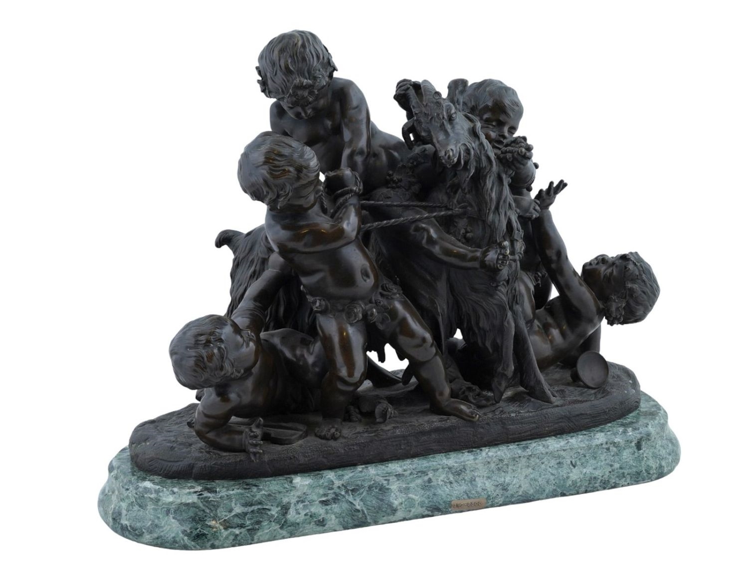 Claude Michel Clodion | A 'CLODION' BRONZE GROUP PUTTI AND A GOAT, 19TH | MutualArt