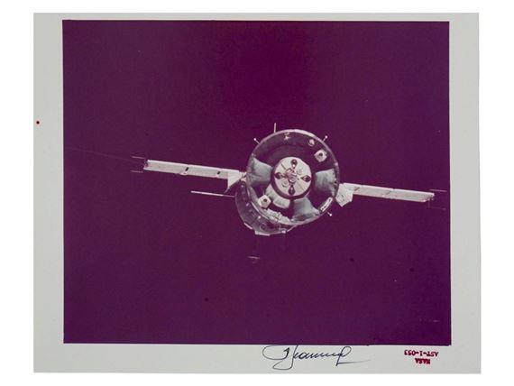 A. Leonov | AN AUTOGRAPHED RED DOT COLOR PHOTO OF THE SOYUZ DEPARTURE ...