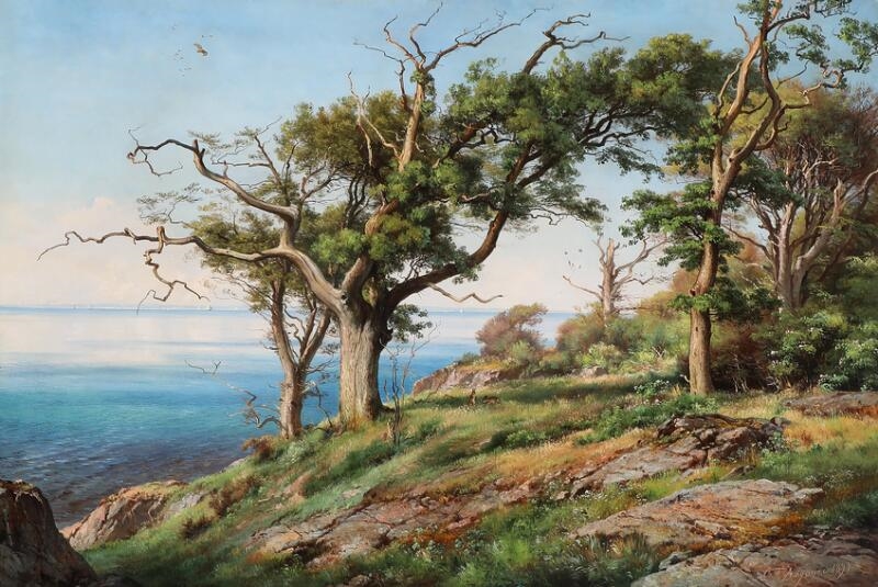 Carl Frederik Aagaard | A Landscape with a View Over a Mountain Lake at ...